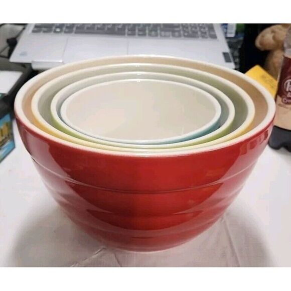 Crate&Barrel | Kitchen | Set Of 4 Crate Barrel Ceramic Nesting Mixing ...